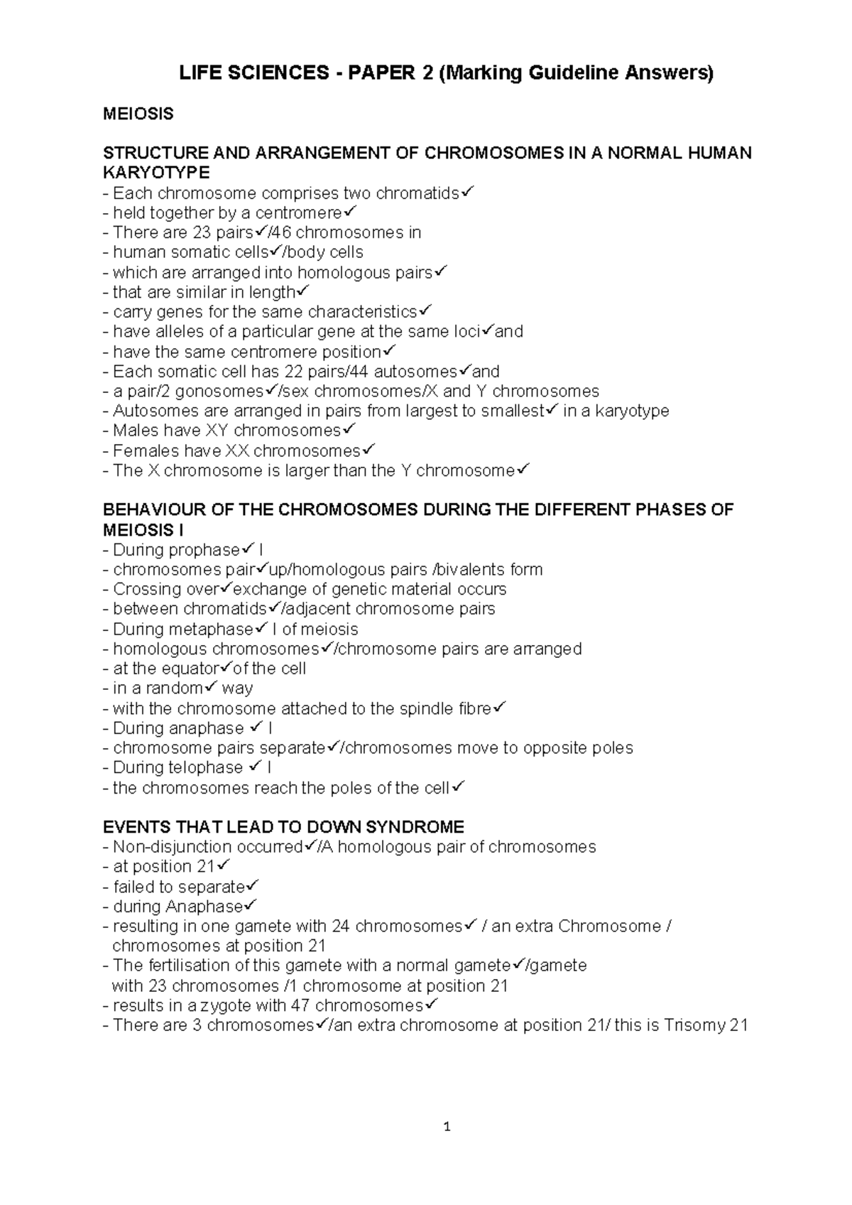 LIFE SCIENCES GRADE 12 STUDY NOTES P2: MEIOSIS, GENETICS & EVOLUTION ...