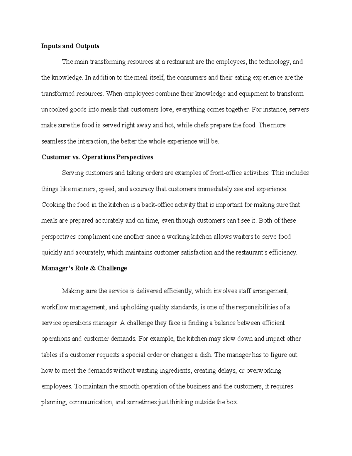 Management (F25) Homework: Chapter 1 - Inputs and Outputs in ...
