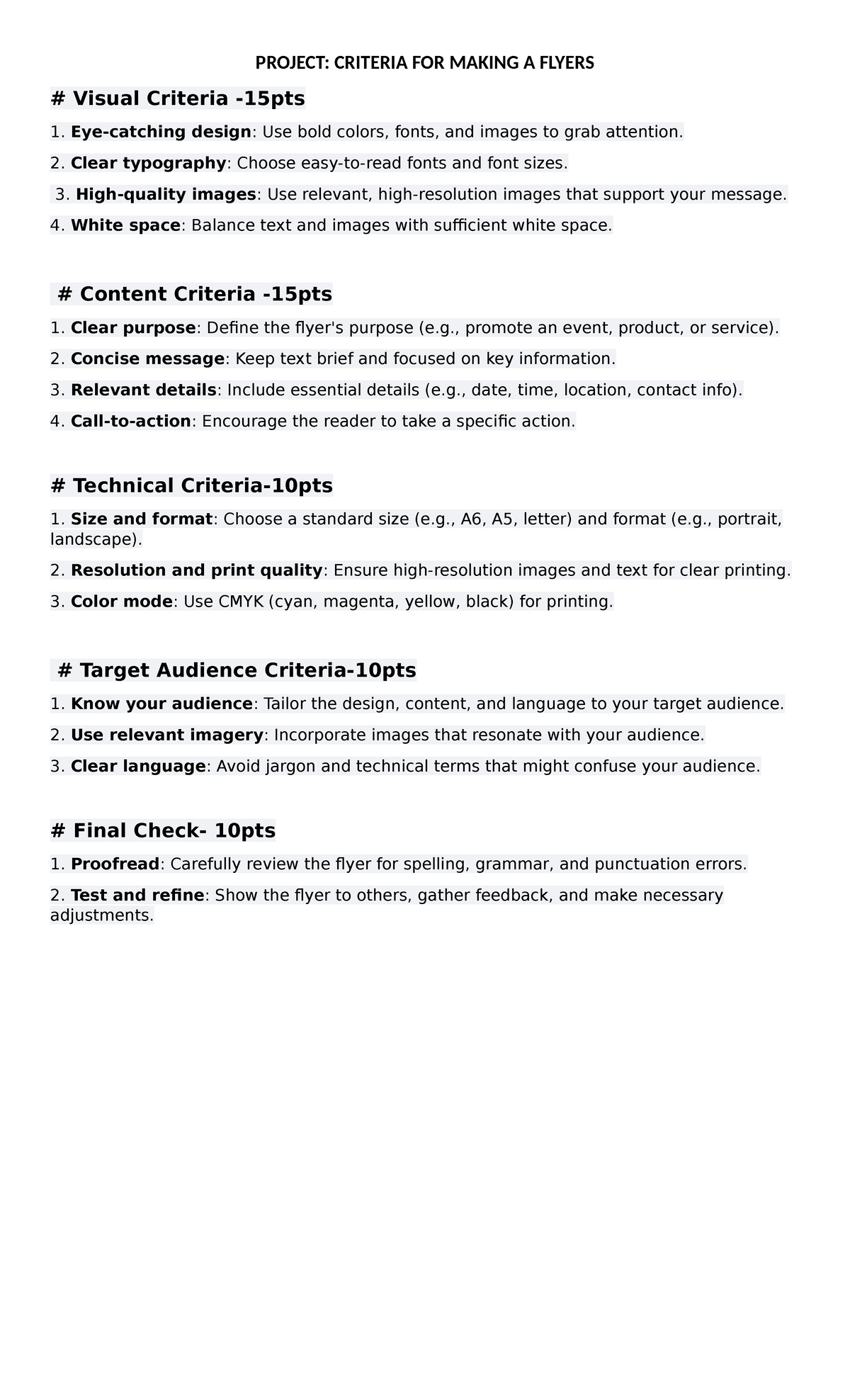 Criteria for Making Flyers - PROJECT: CRITERIA FOR MAKING A FLYERS ...