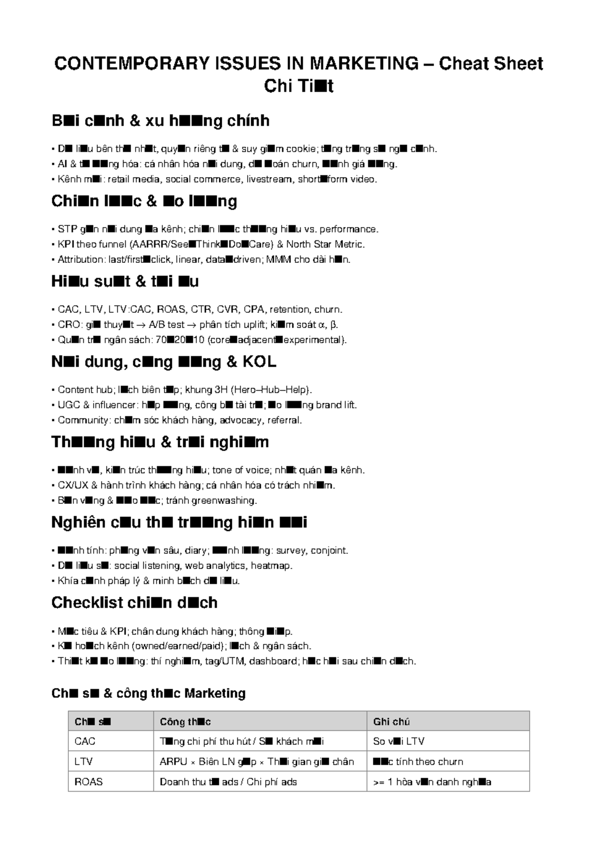 Contemporary Issues in Marketing Cheat Sheet (MKT 101) - Studocu