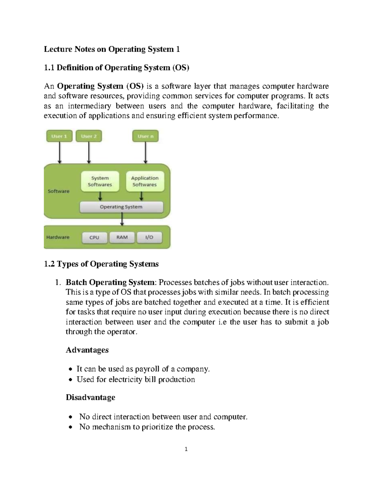 SWD NCC311 OS1-3: Comprehensive Lecture Notes on Operating Systems ...