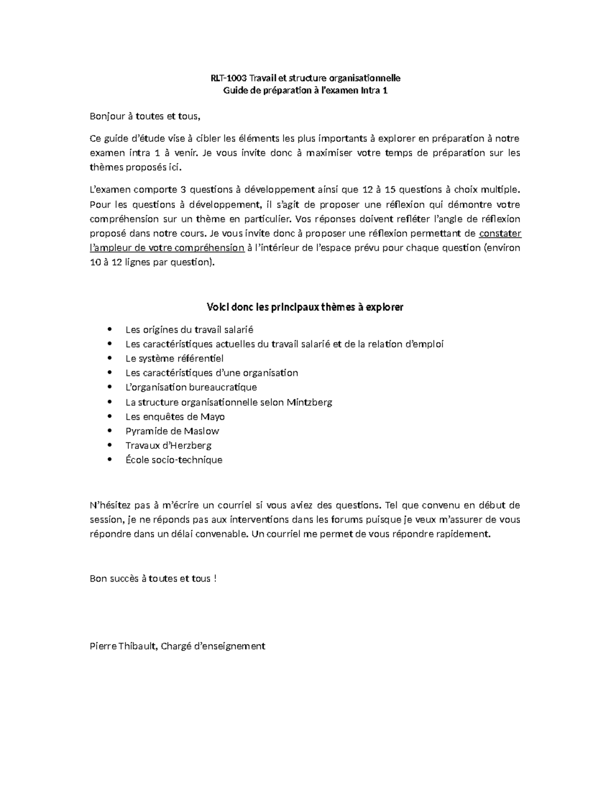 Examen intra 1 Guide d%27%C3%A9tude RLT-1003 - RLT-1003 Travail et ...