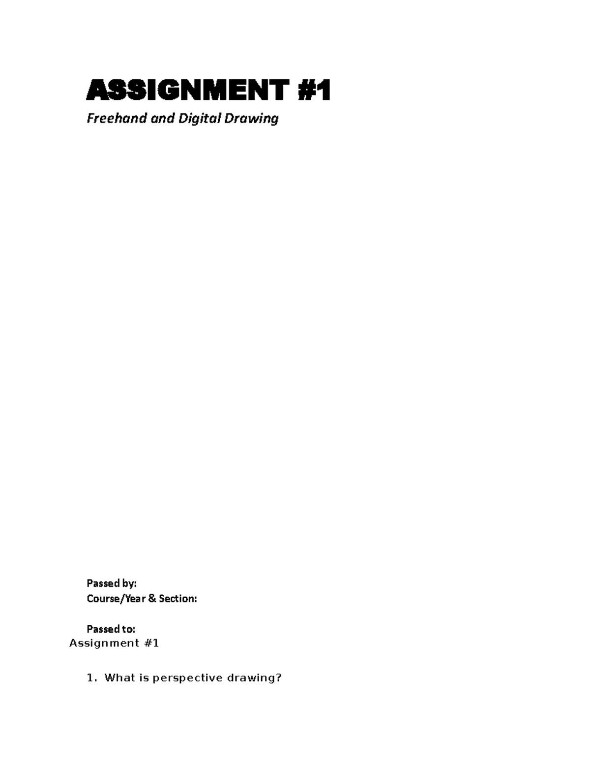 Freehand & Digital Drawing Assignment 1: Understanding Perspective ...