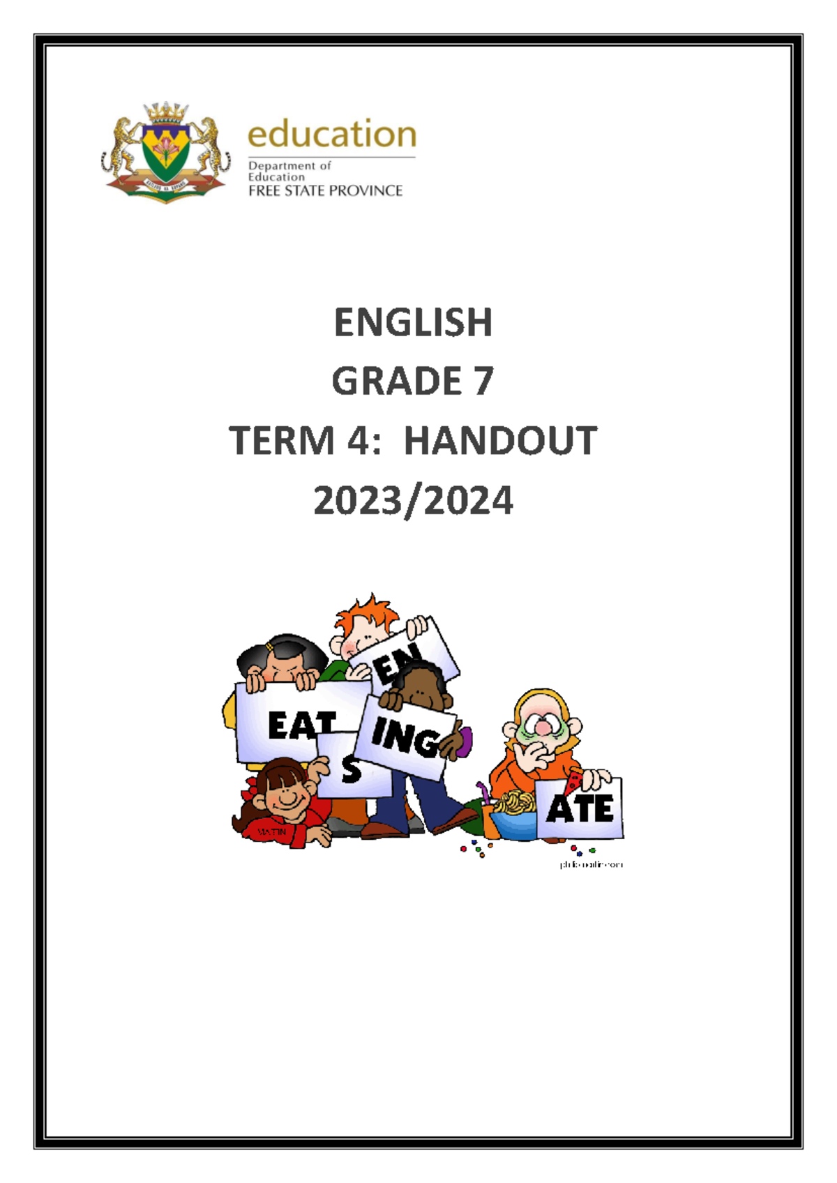 Grade 7 English Term 4 Handout 2023: Comprehensive Study Guide - Studocu