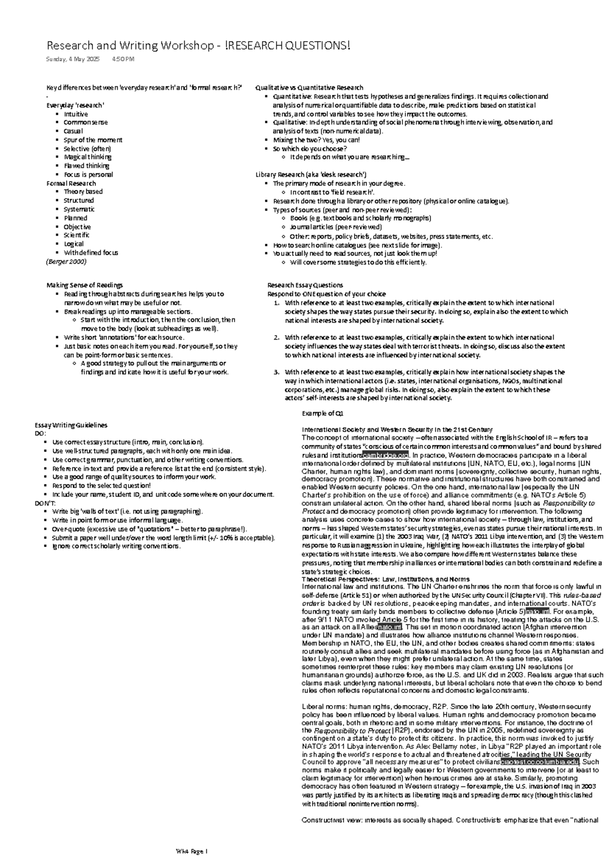 Research and Writing Workshop: Key Research Questions and Strategies ...