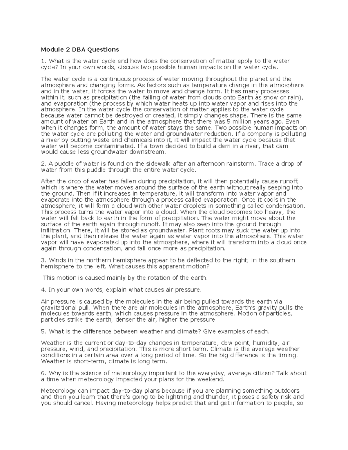 FLVS Earth Space Science Module 2 DBA Q&A Insights - Studocu