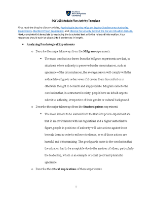 PSY 375 Module One Lab Worksheet Template - PSY 375 Module One Lab ...