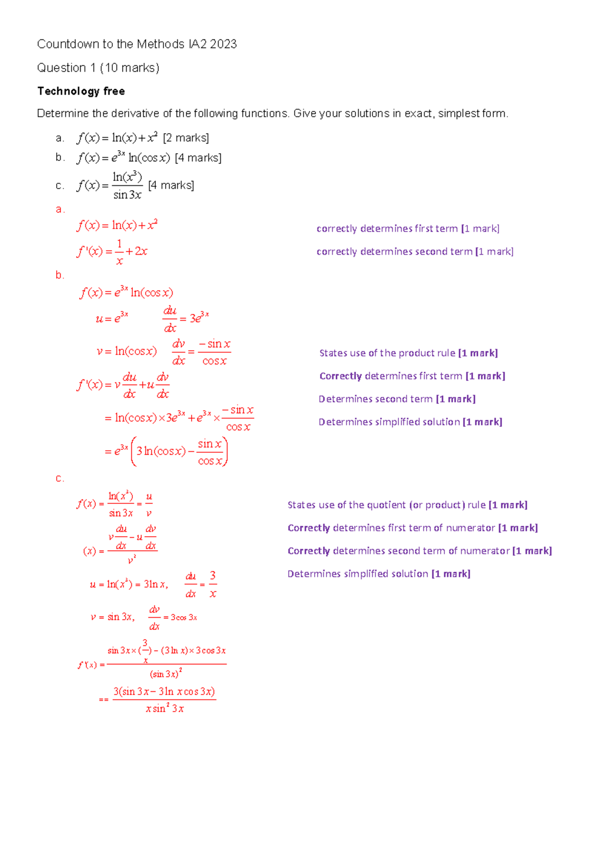 Countdown to IA2 2023 ME12 Day 5 Solutions: Derivatives & Trapezoidal ...
