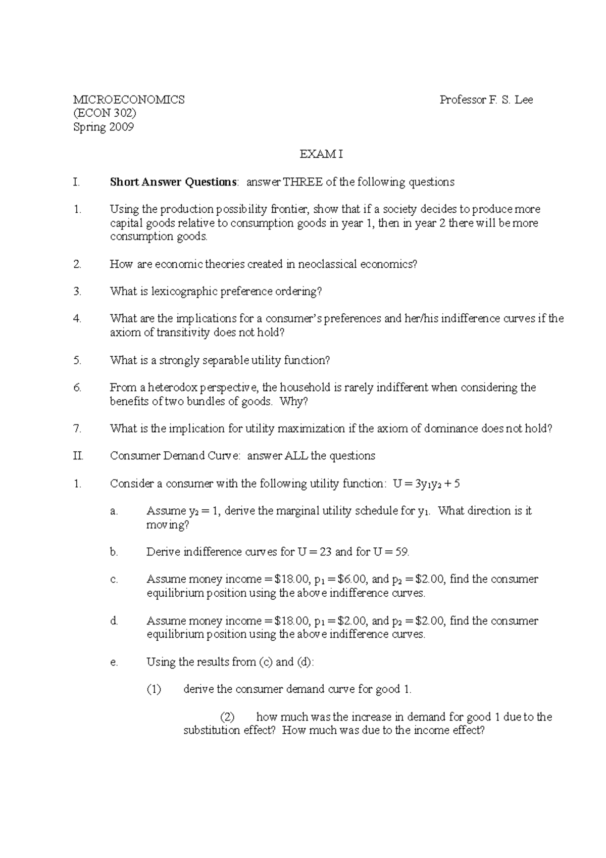 Final Exam Review: Microeconomics Concepts (ECON 302) - Studocu
