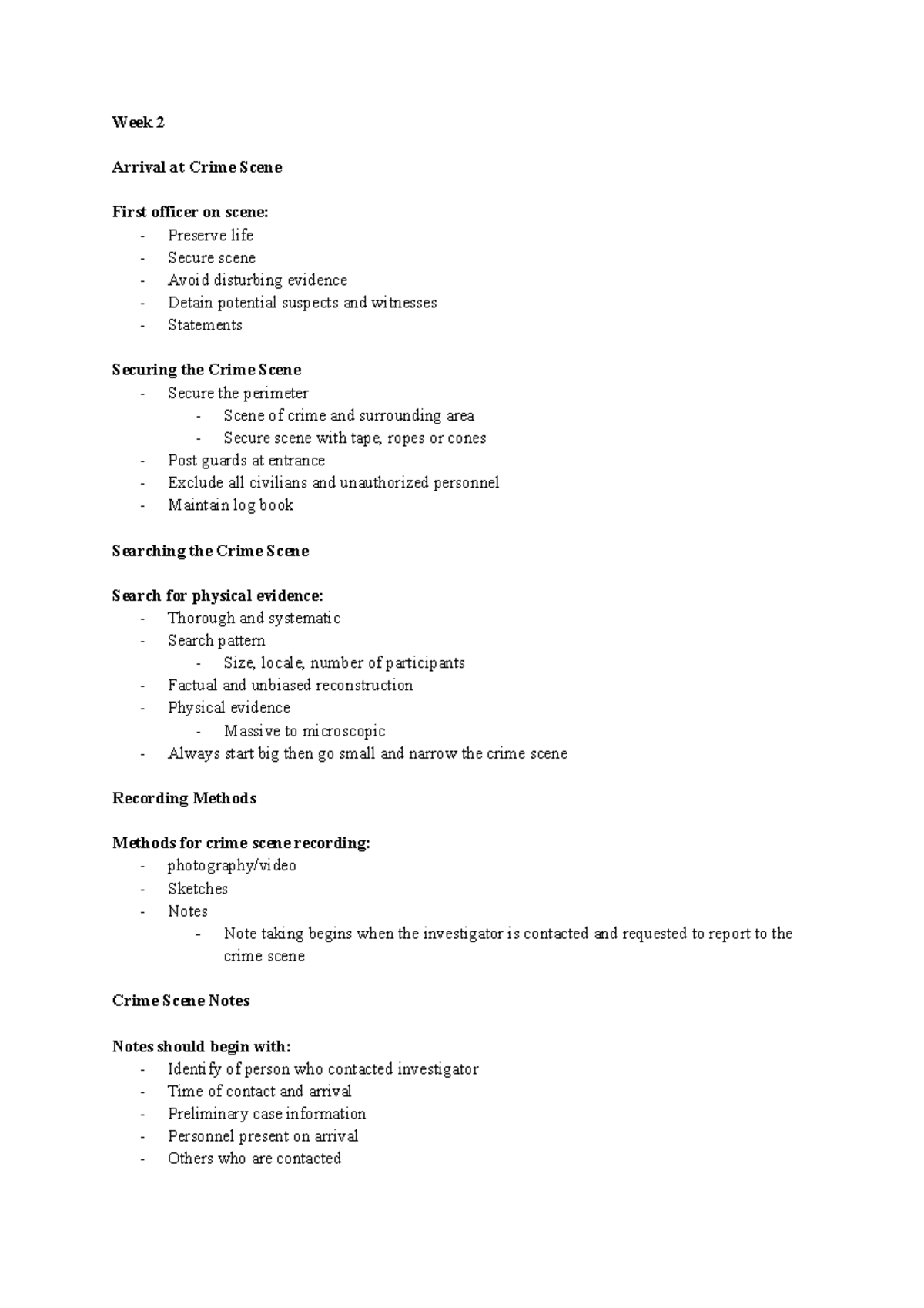 Forensic Investigation Class Notes - Weeks 2 & 3 (2021) - Studocu