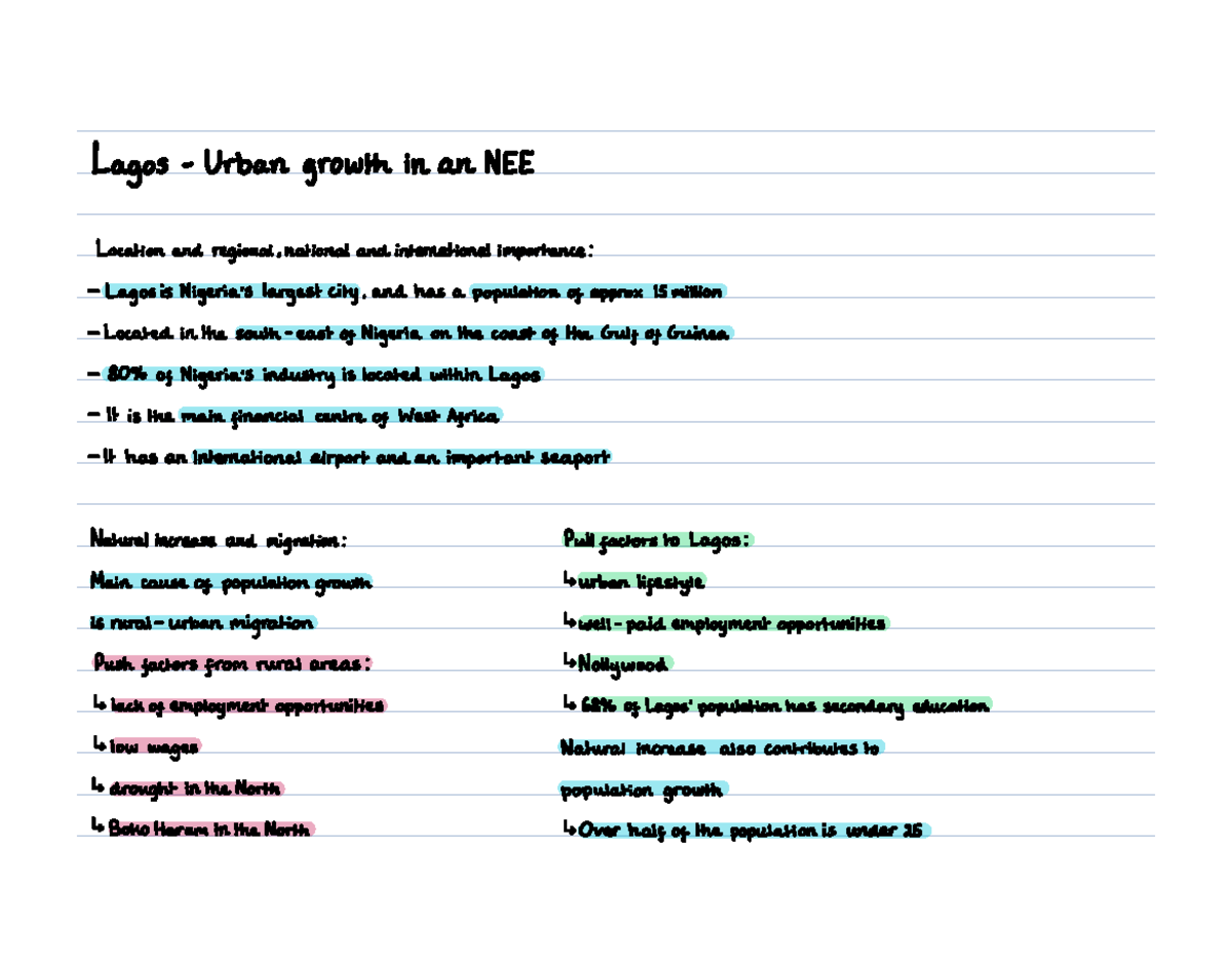 Lagos Case Study: Urban Growth, Migration, and Economic Factors - Studocu