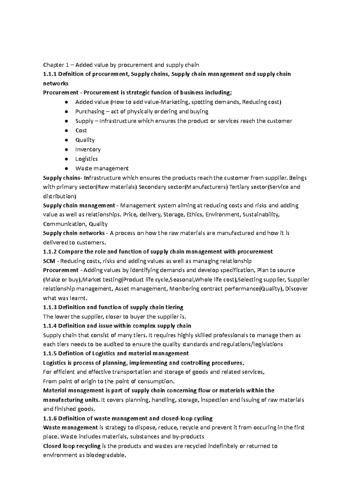 Procurement and Supply Chain Management: Key Concepts & Value Creation - Studocu