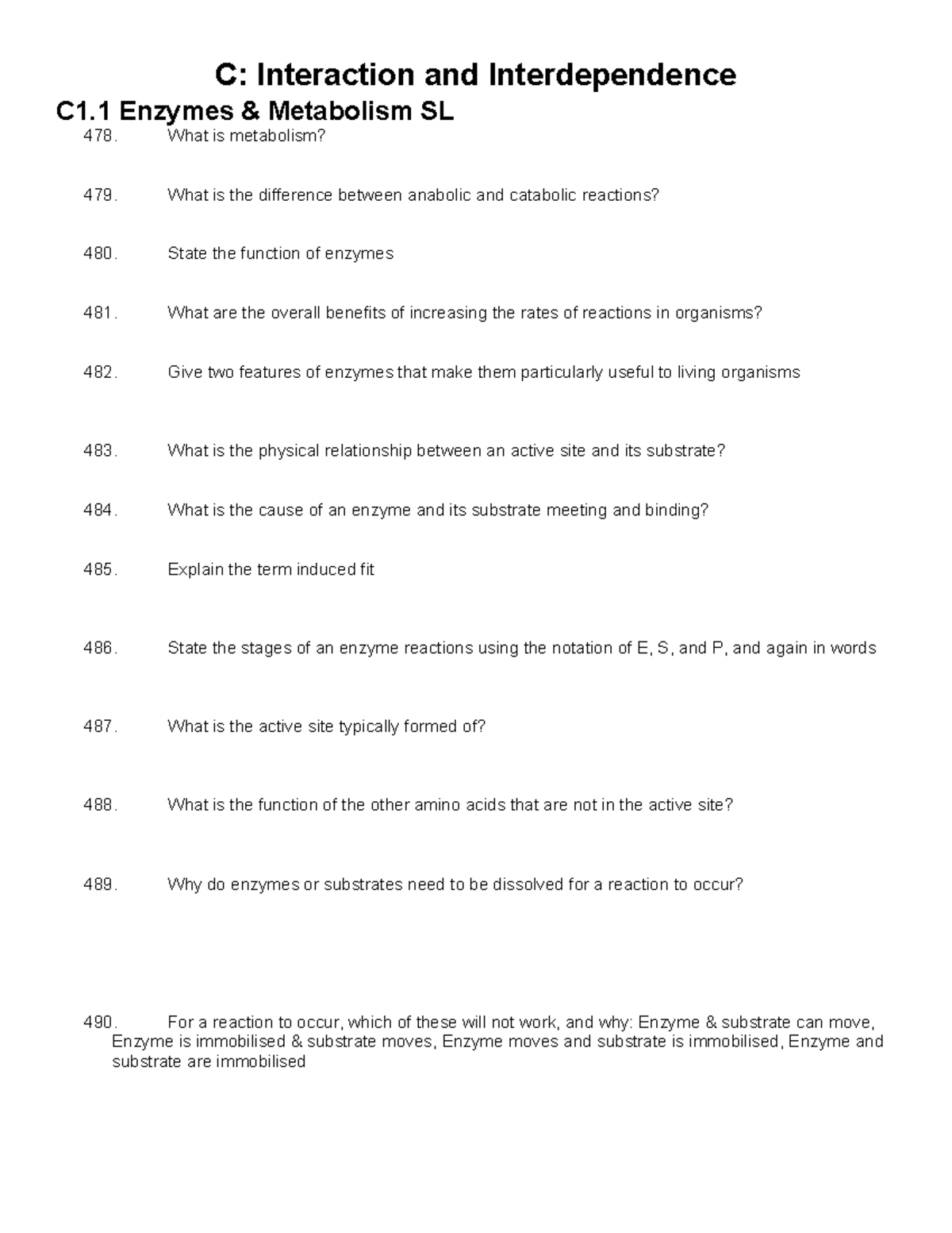 Review Document - C: Interaction and Interdependence Study Guide - Studocu