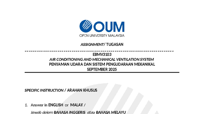 EBMV3103 Assignment: Energy-Efficient ACMV System Design for Commercial ...