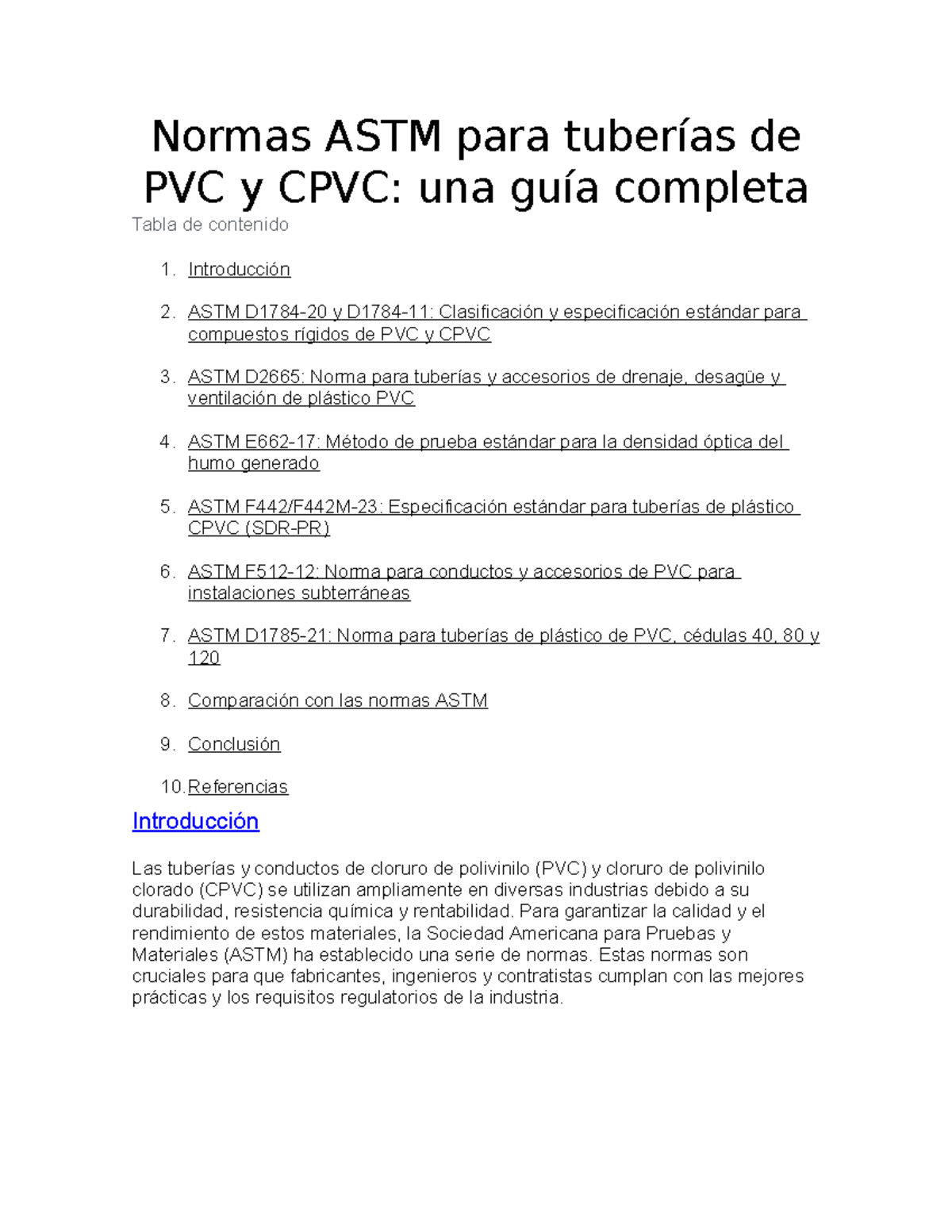 Guía Completa sobre Normas ASTM para Tuberías de PVC y CPVC - Studocu