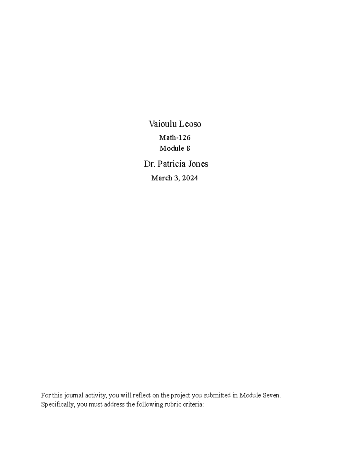 126M8 - Module 8 Reflection on Data Analysis & Skills - Studocu