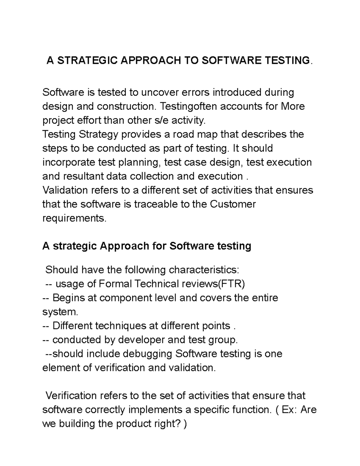 A Strategic Approach to Software Testing (CSE 301) - Studocu