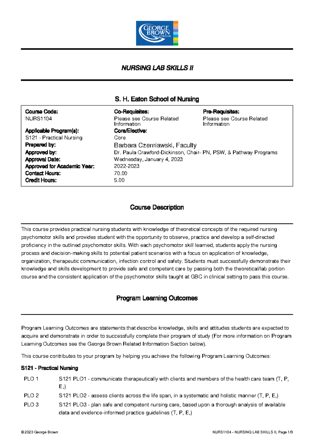 NURS1104 - Course Expectations & Rules for Practical Nursing Skills ...