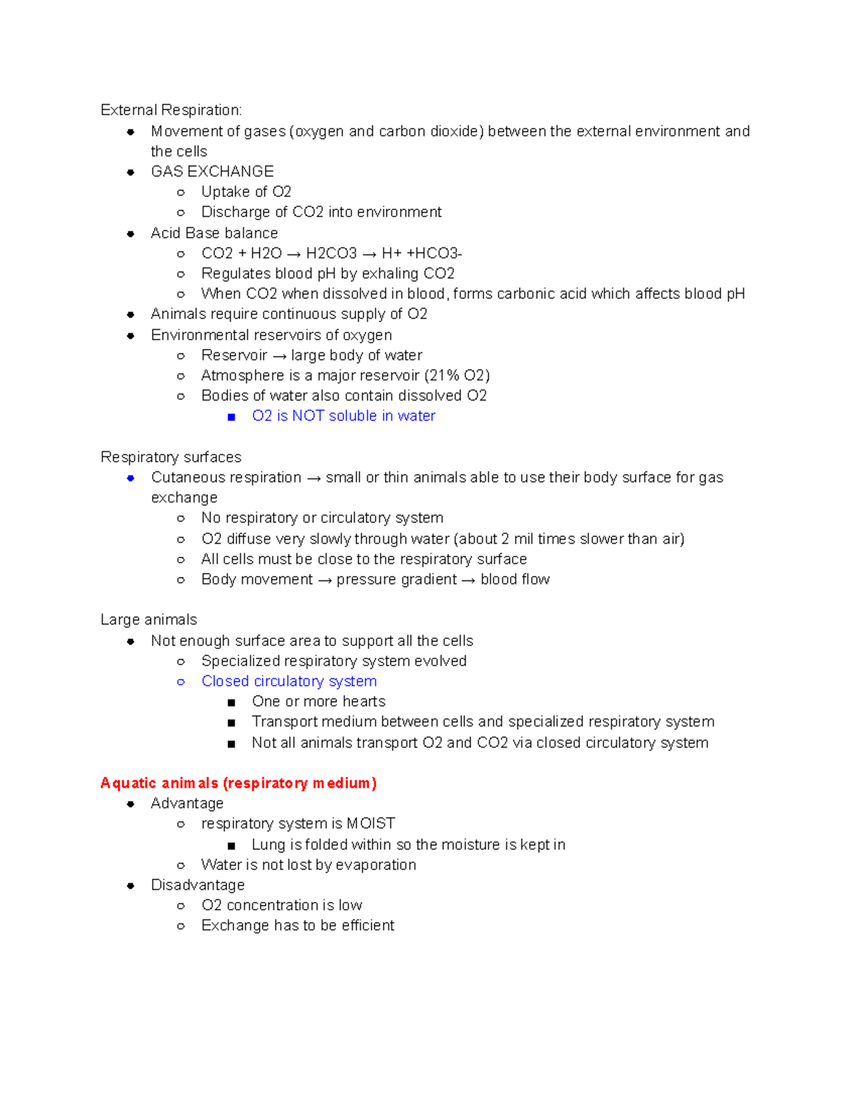 Bio 203 Lecture Notes: Respiratory System Mechanics and Function ...