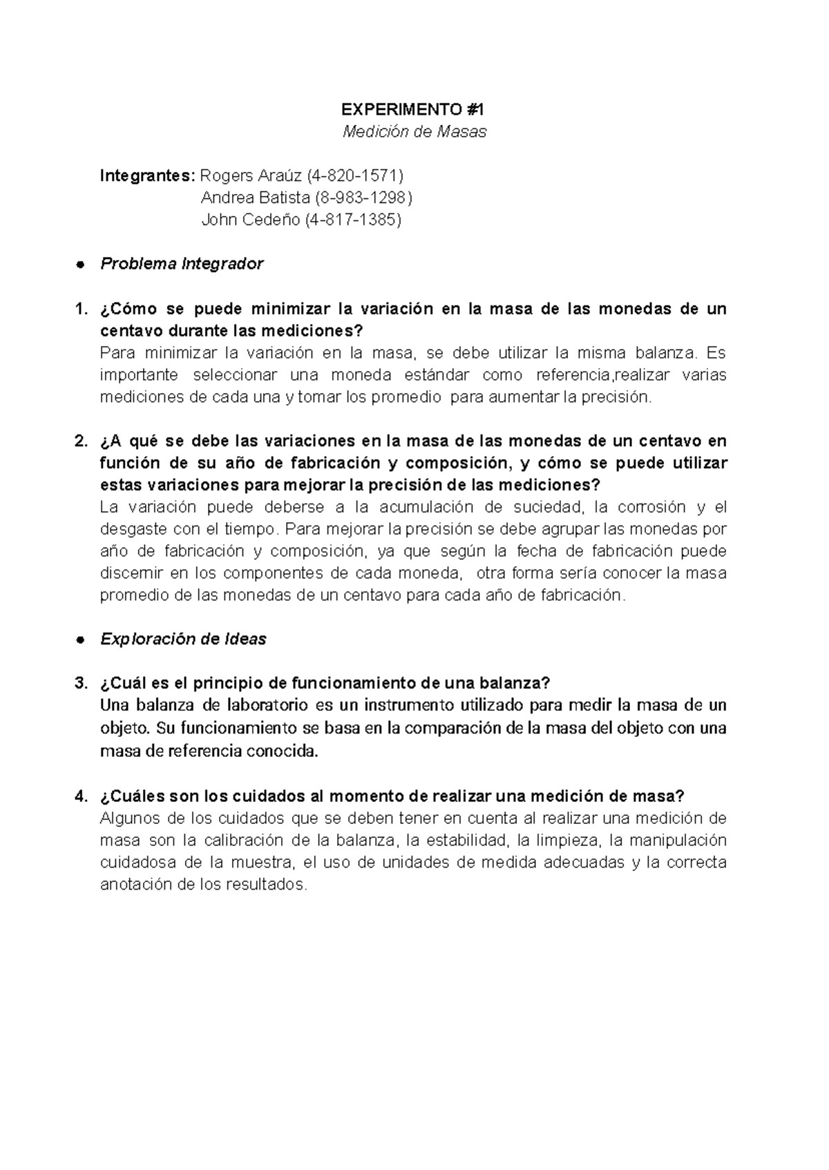 Minimización de la Variación en la Masa de Monedas de un Centavo - Studocu