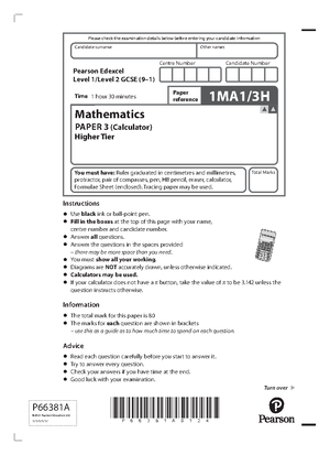 GCSE Maths Baseline Test A - Pearson Edexcel GCSE Baseline Test A ...