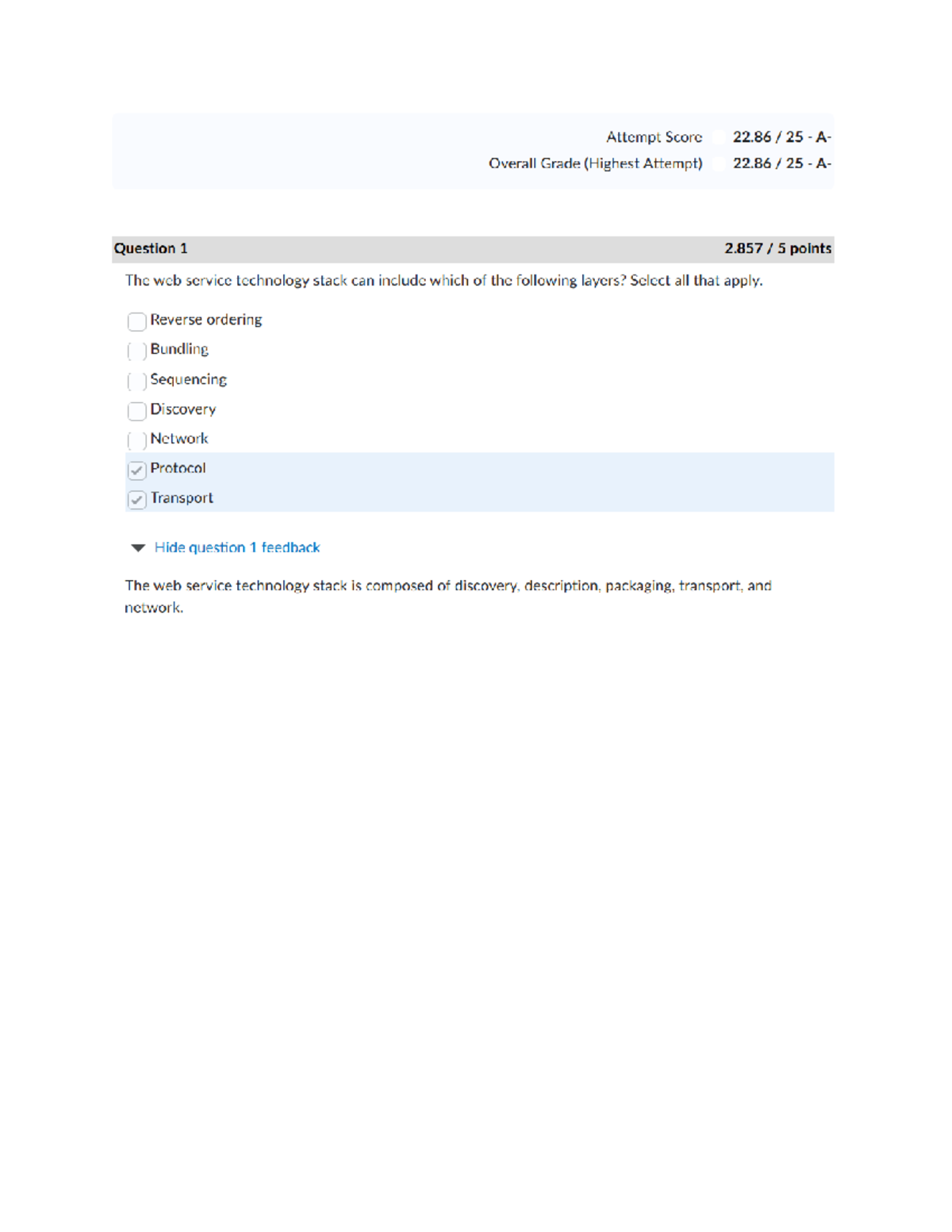 Week 2 Quiz - Quiz - Attempt Score 22 25 Overall Grade (Highest Attempt ...