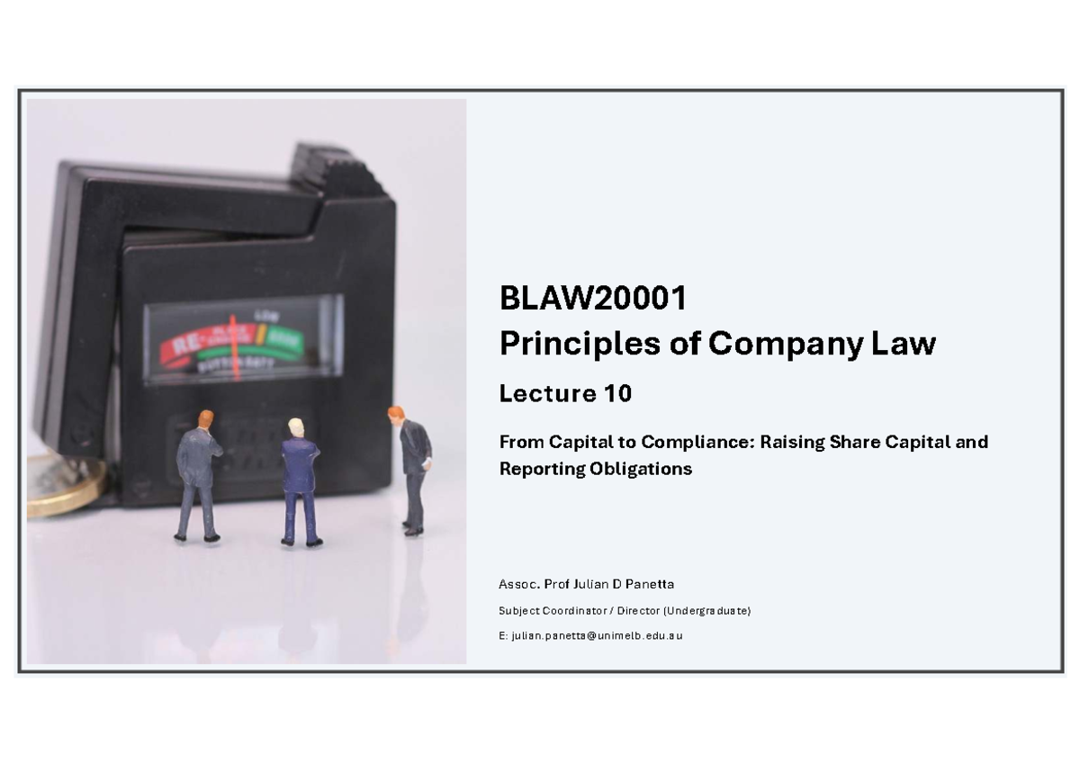 Po CL 2026 - Lecture 10: Raising Share Capital & Compliance - Studocu