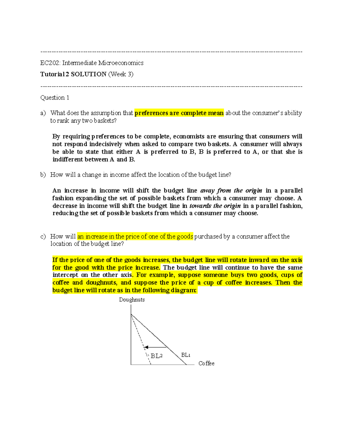 Intermediate Microeconomics Tutorial 2 Solutions (Week 3) - Studocu