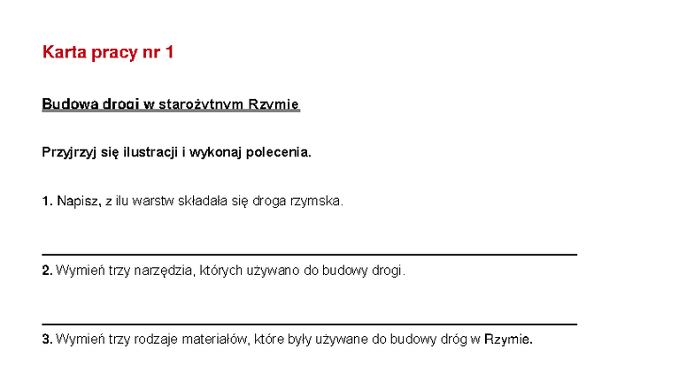 Karta pracy. Dokonania starorzytnych Rzymian 2 - Historia - Karta pracy ...