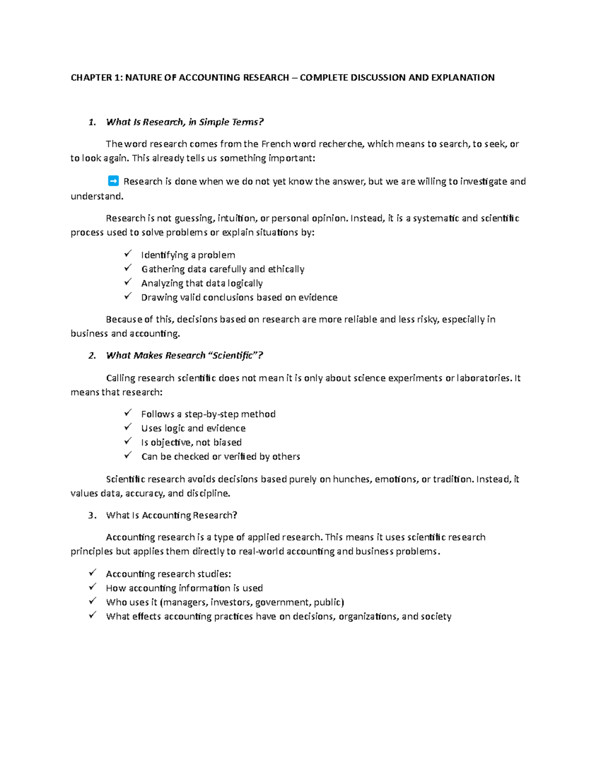 CHAPTER 1: NATURE OF ACCOUNTING RESEARCH - COMPLETE DISCUSSION - Studocu