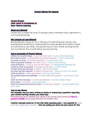 GCSE French Complex Structures: Key Phrases and Expressions - Studocu