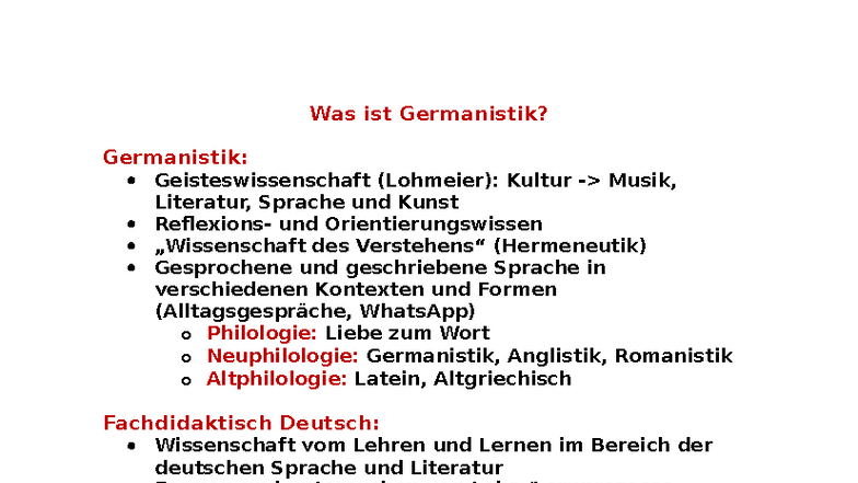 M1 Lernzettel: Einführung in die Germanistik und Sprachwissenschaft ...