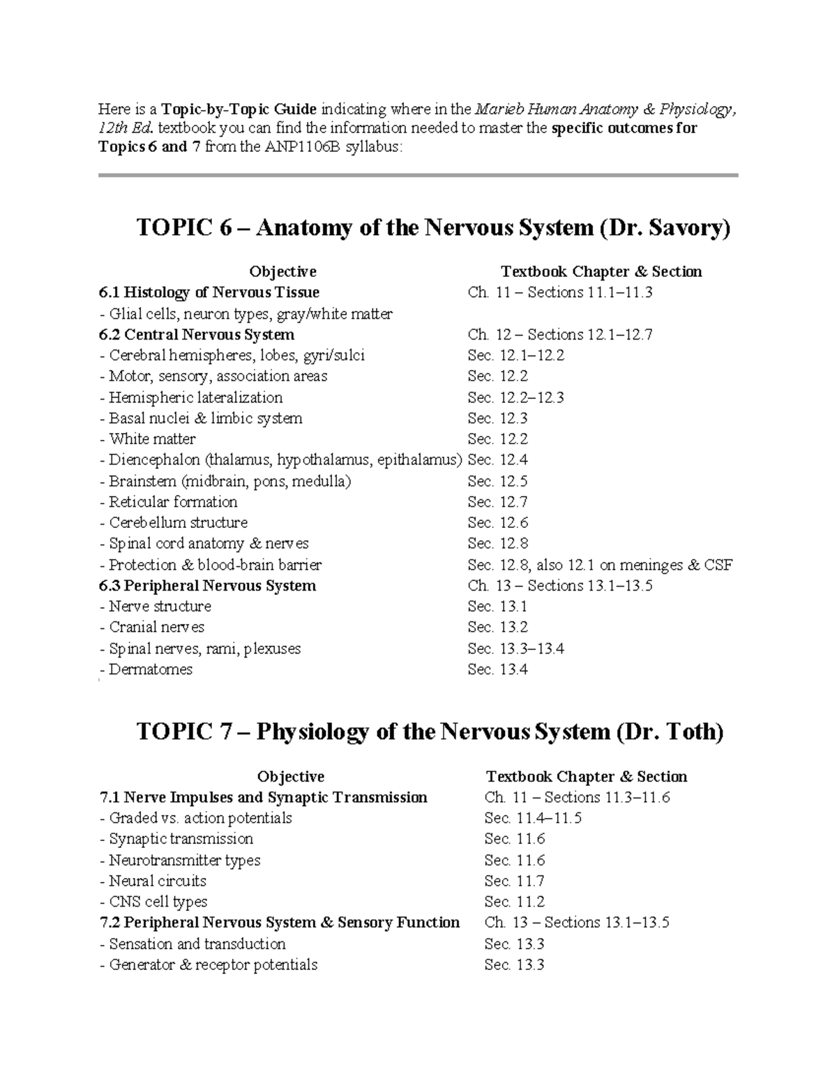 ANP1106B Final Exam Textbook Reference for Topics 6 & 7 - Studocu