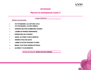 U7 Proyecto Integrador E3 TO - ACTIVIDAD 7: PROYECTO INTEGRADOR ETAPA 3 Fecha:23/12/ Nombre del ...