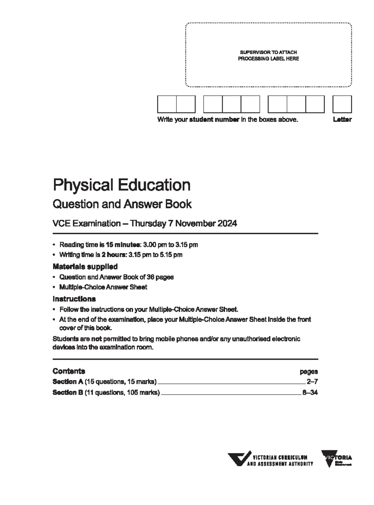 2024 VCE Physical Education Practice Exam - Pe Prac Exam - Studocu