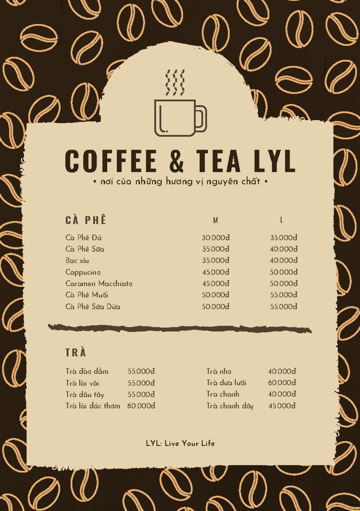 Coffee & Tea LYL Menu: Authentic Flavors & Prices - Studocu