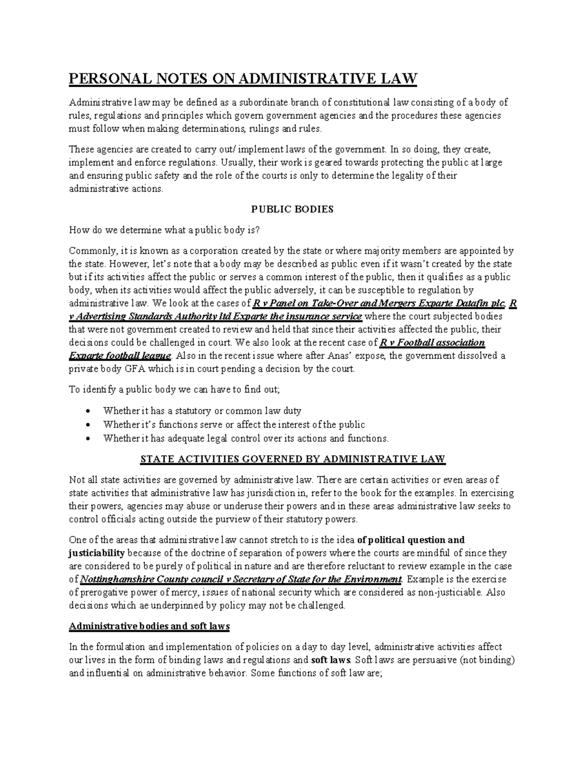 Administrative Law: Key Concepts and Principles Overview - Studocu