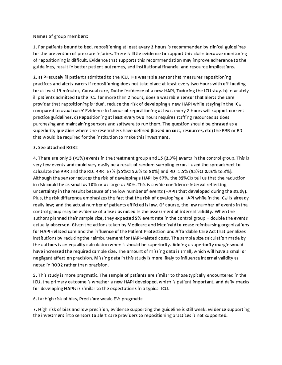 "Assignment 1 - ROB Analysis: Wearable Sensors & HAPI Prevention in ICU ...