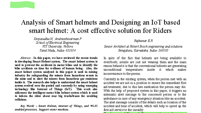 39. IoT-Based Smart Helmet Design: A Cost-Effective Safety Solution ...