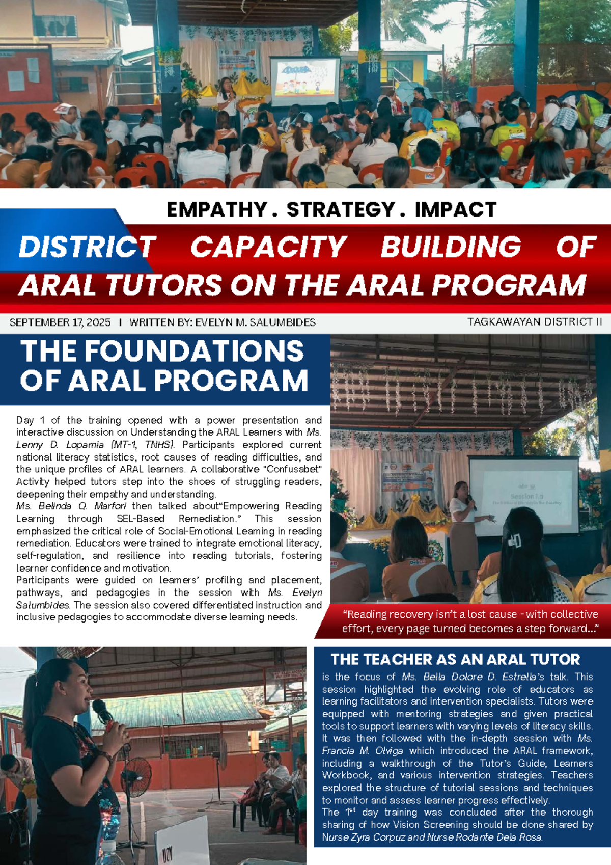 ARAL Program Training Accomplishment Report - Sept 17, 2025 - Studocu