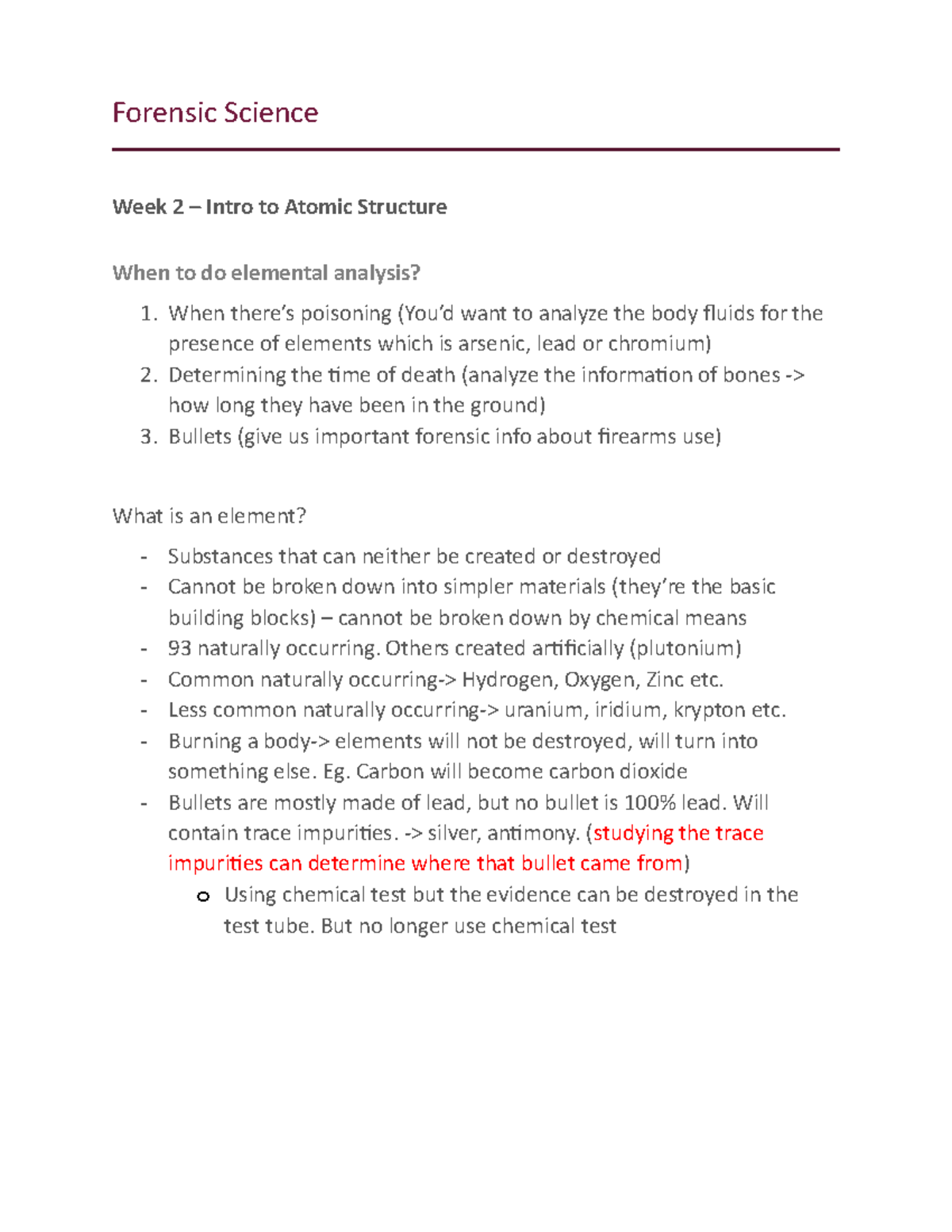 Forensic Science Notes - Forensic Science Week 2 – Intro to Atomic ...
