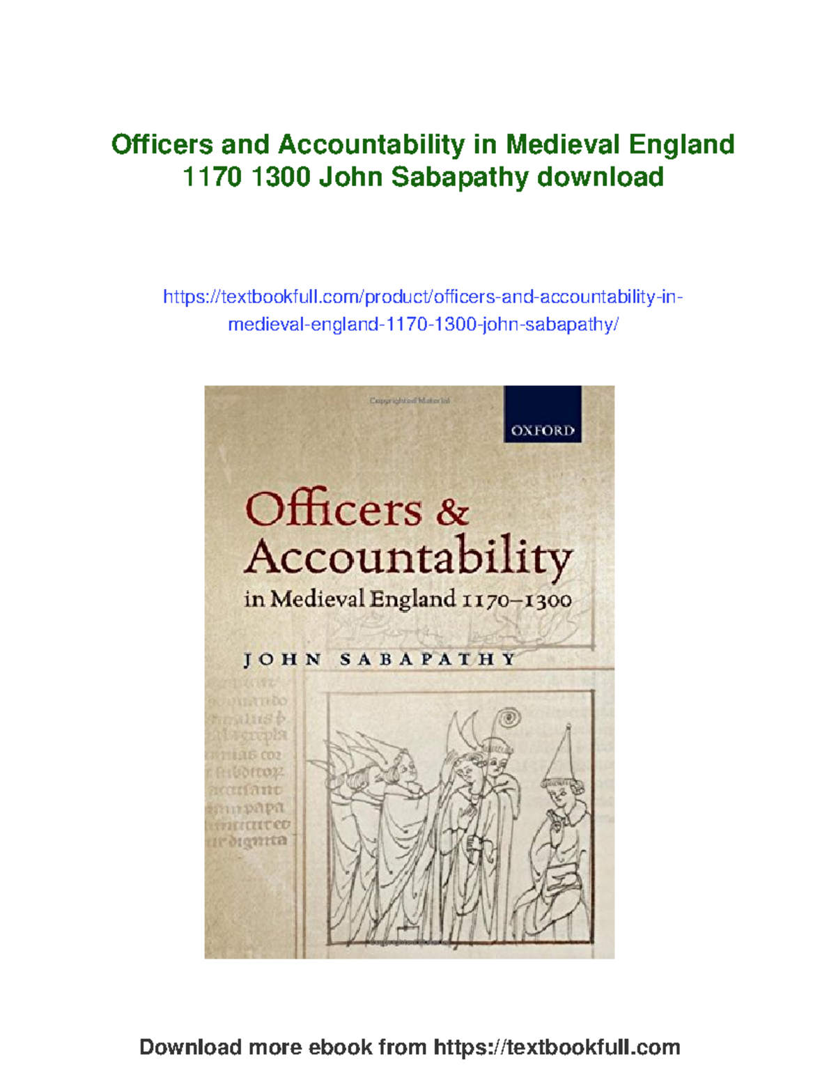 Officers and Accountability in Medieval England (1170-1300) by John ...
