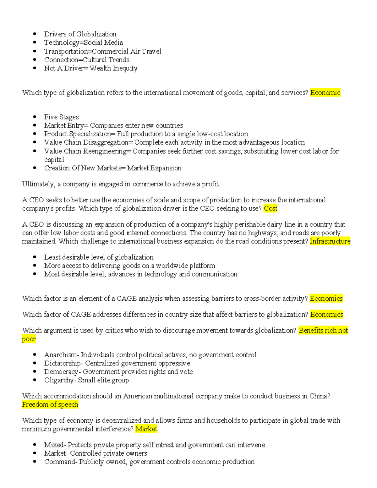 Drivers of Globalization: Key Concepts and Trends Analysis - Studocu