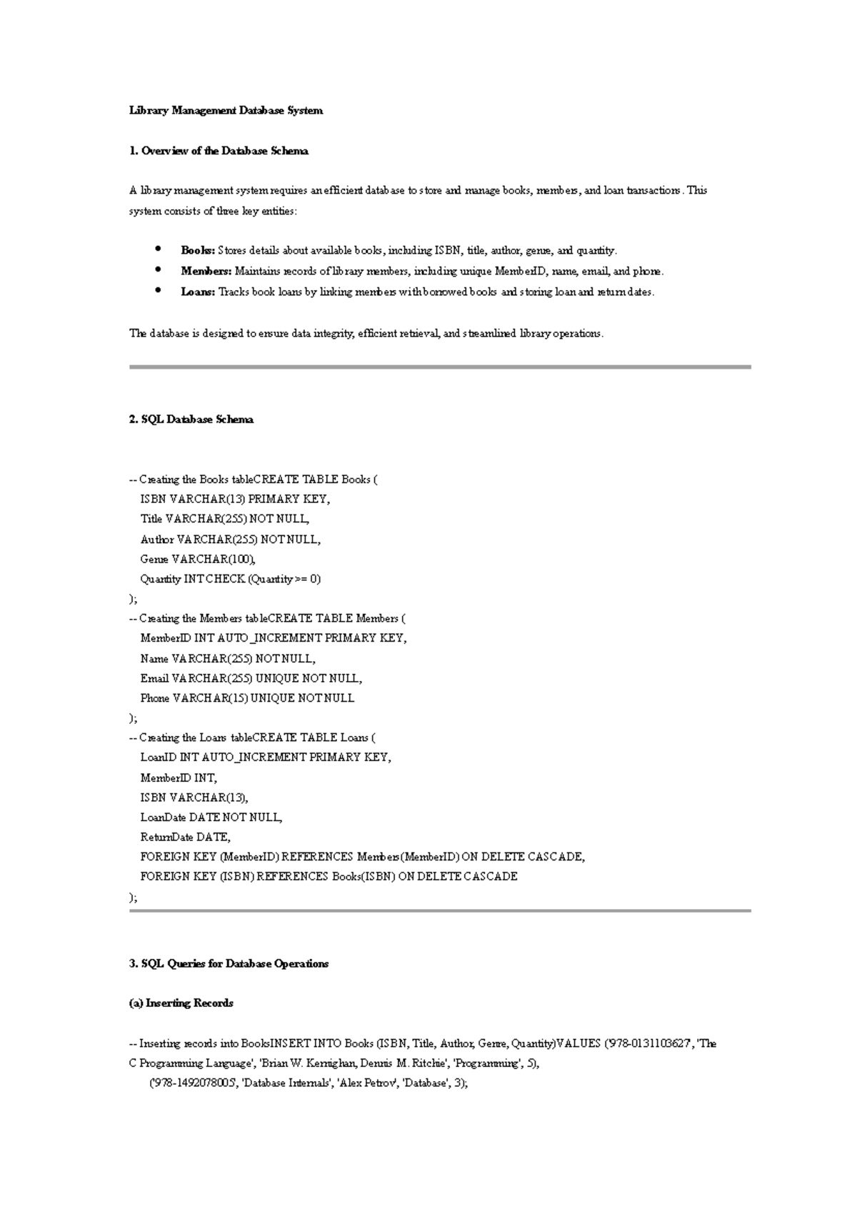 Library Management Database System - Library Management Database System ...