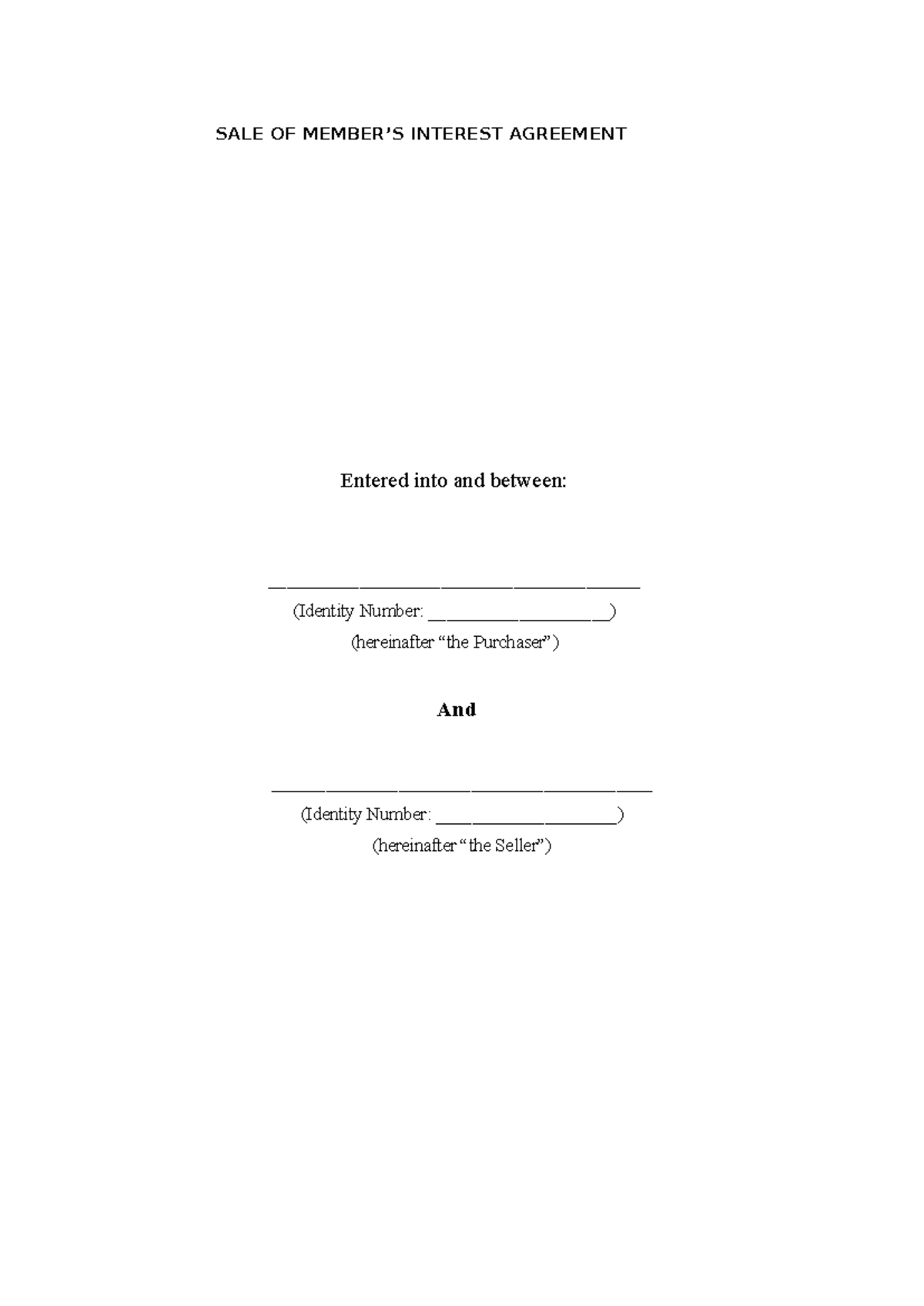 SALE OF INTEREST AGREEMENT - Members' Rights and Obligations - Studocu