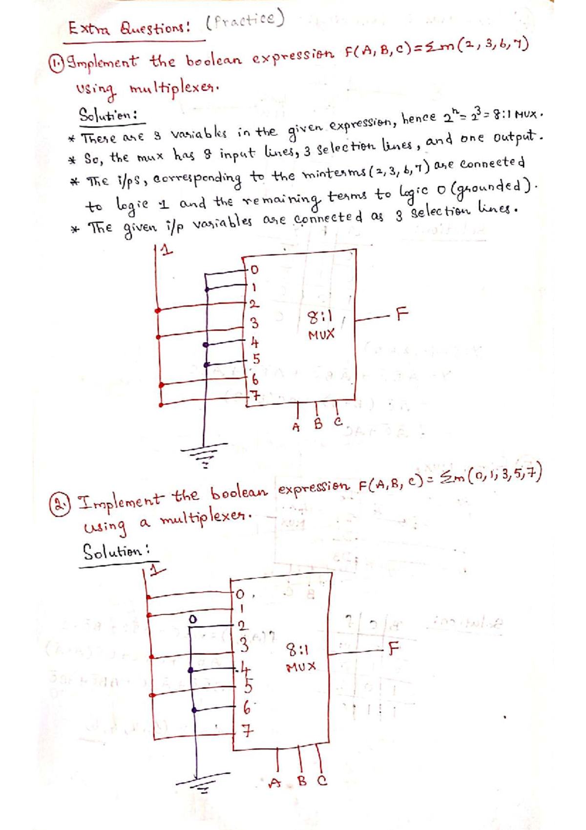 Multiplexer Practice Questions: Implementing Boolean Expressions - Studocu