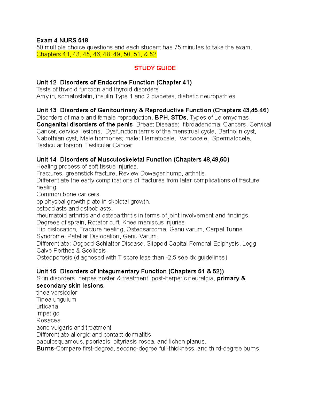 Exam 4 NURS 518 Study Guide Spring 2023 - Exam 4 NURS 518 50 multiple ...