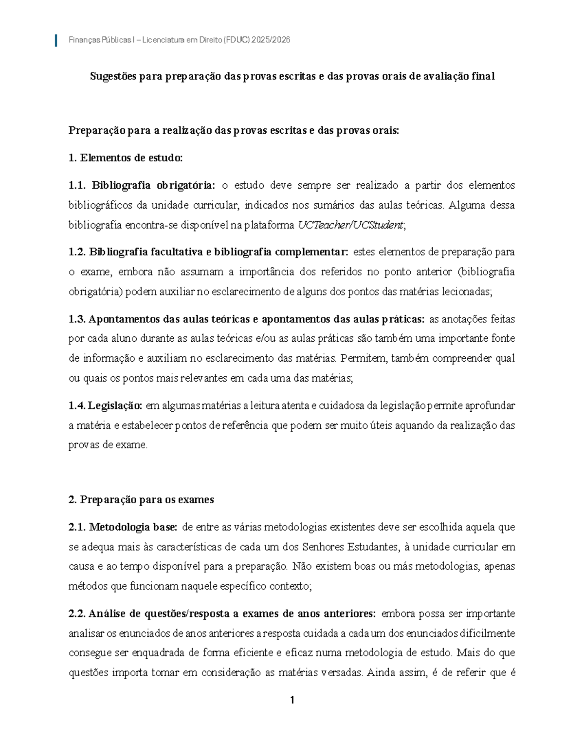 Sugestões para Provas Escritas e Orais - Finanças Públicas I (FDUC ...