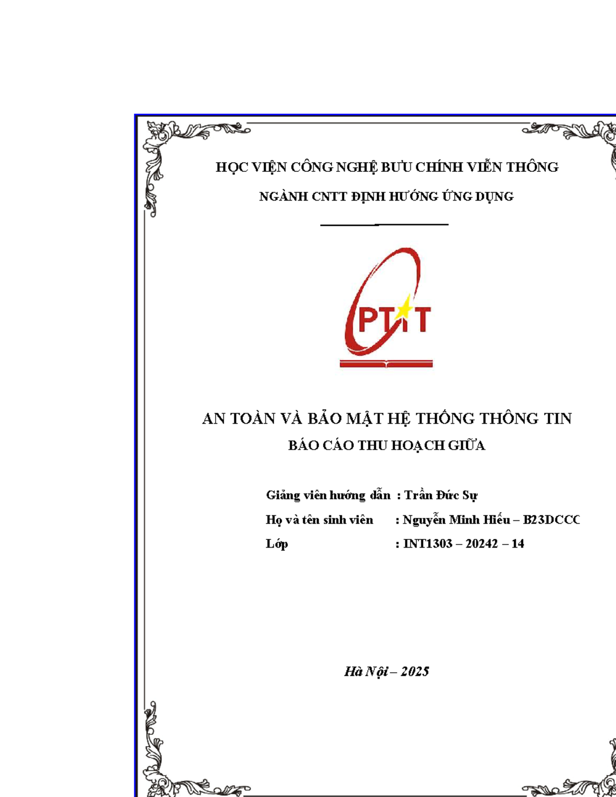 Báo cáo Giữa Kỳ (Gk) ATTT - An toàn và Bảo mật Hệ Thống Thông Tin - Studocu