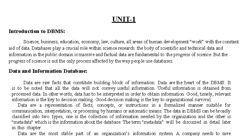 UNIT-1: Introduction to Relational Database Management Systems (RDBMS ...
